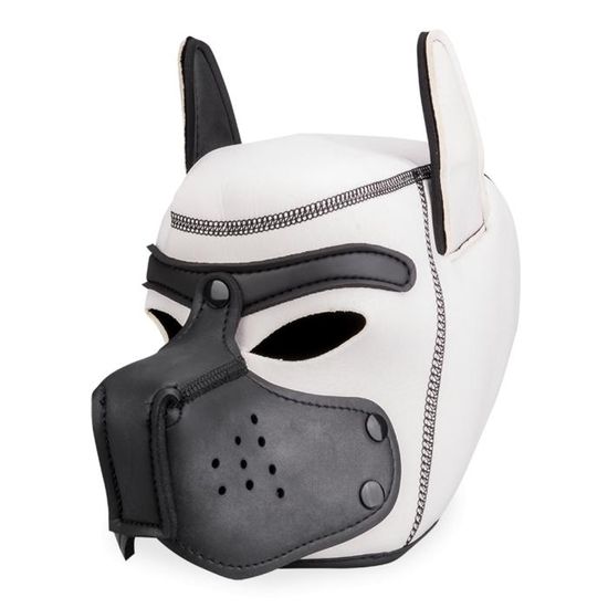 Cagoule de chien en néoprène tête colorée Puppy Play Kinky Blanc ...