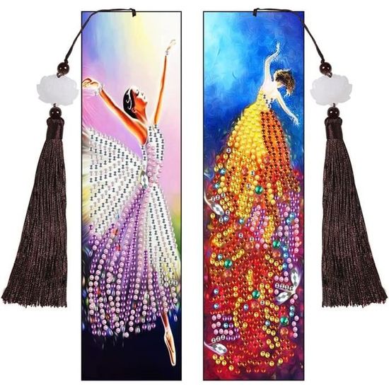 Domybest 2 Pièces Marque-page de Peinture au Diamant Bricolage Diamant Painting Marque Pages en ...