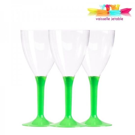 10 verre à vin jetables plastique 13cl vert - Cdiscount Maison