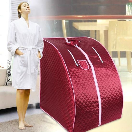 Sauna complet - KEKEDA - Rouge H 99 cm - Boîte de sauna assemblée à ...