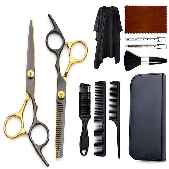 Kit Ciseaux de Coiffure - 11 PCS - Acier Inoxydable - Pour Coiffeur ...