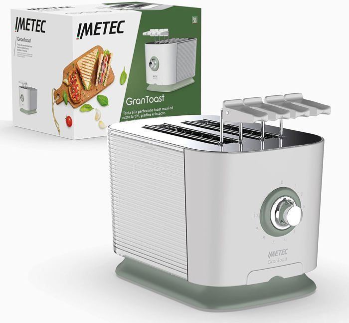 Imetec GranToast,Grille-Pain 2 Fentes Extra-Larges et Pinces Ouvrantes ...