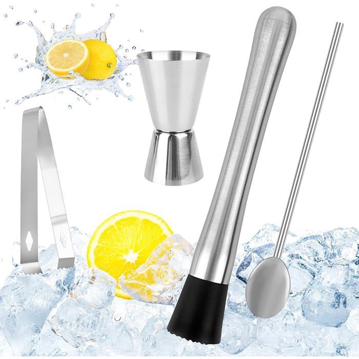 Pilon à Cocktail en Acier Inoxydable Avec Cuillère Shaker Verre Doseur ...
