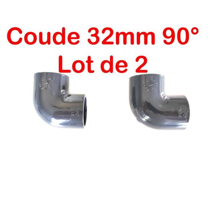 Lot de 2 Coudes 90° 32mm diamètre PVC Pression / 32 mm 3,2cm intérieur ...