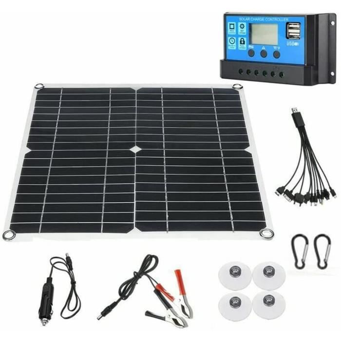 Module Solaire Monocristallin, Kit de Panneau Solaire 80W Panneau Solaire Souple USB 12 V avec ...