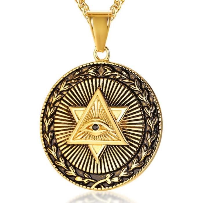 Pendentif Megan Étoile De David Œil D'Horus En Acier Inoxydable Plaqué ...