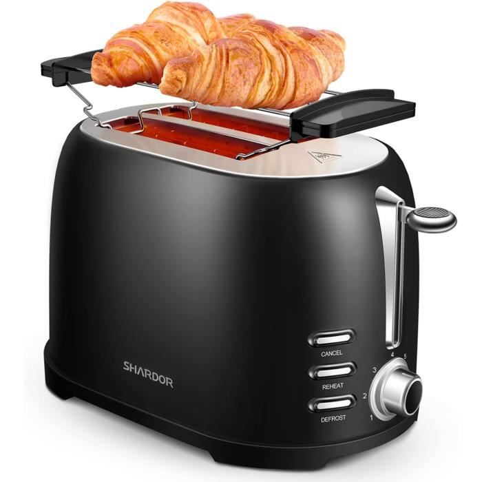 Grille Pain Toaster 800W Acier Inoxydable 2 Fentes Extra Larges Cuisson ...