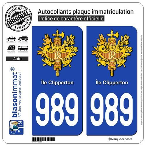 Autocollants plaque immatriculation - BLASONIMMAT - 989-H Ile ...