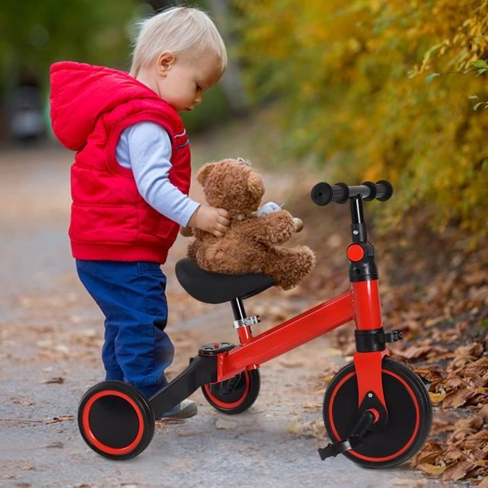 Tricycle pour enfant 2 en 1 Goldcmn - guidon ajustable - rouge ...