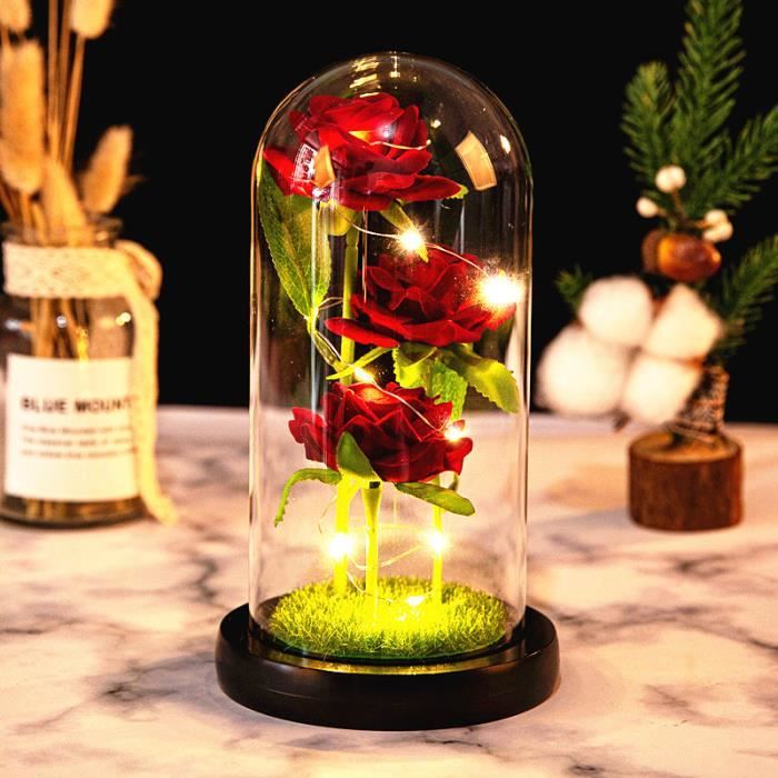 Lampe Led Rose Éternelle En Feuille De Verre, Décoration Pour La Maison ...