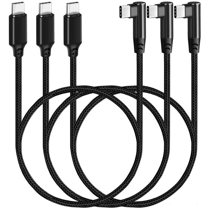 50Cm Usb C Vers Usb C Câble 3 Pack, Angle Droit 60W Pd Type C Câble De Charge Rapide Compatible ...