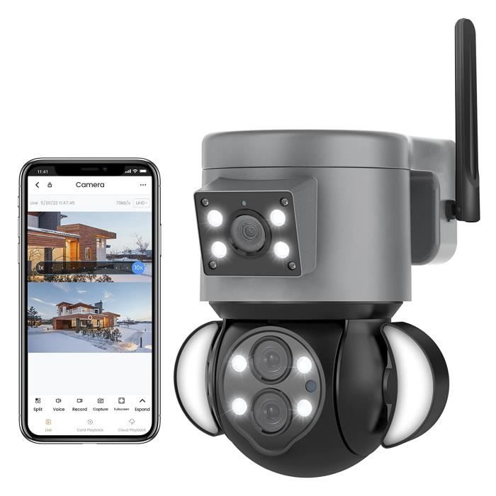 Caméra WiFi Zoom 10X extérieure en 4K HD avec Grand Angle et Double ...