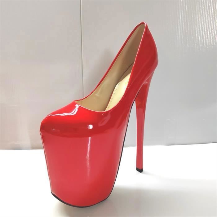 Escarpin Femme - ixde - Rouge - Talons Aiguilles - Verni - Plateforme ...