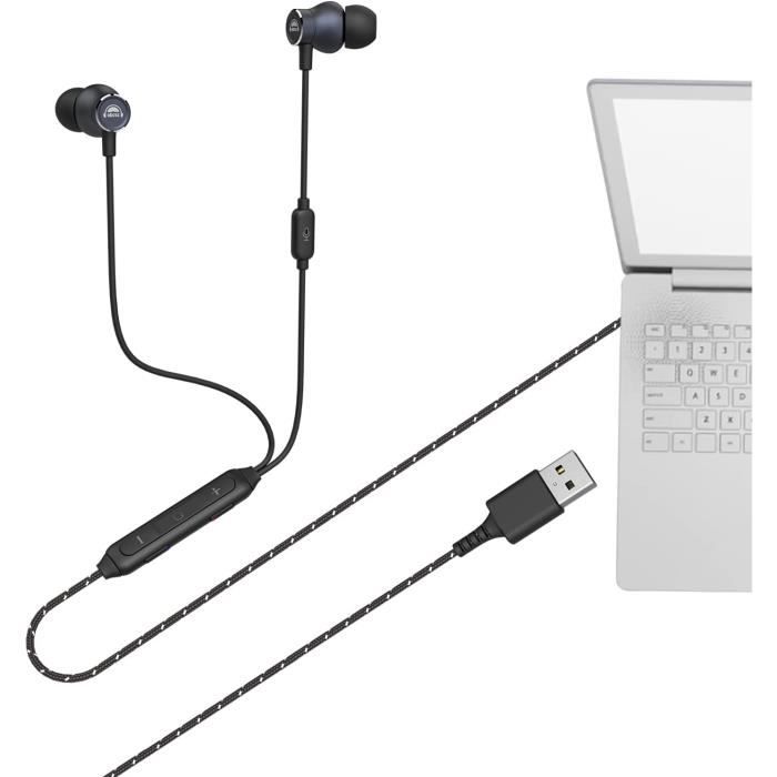 OKCSC USB GB50 Écouteurs Filaires pour PC écouteurs câblés, avec ...