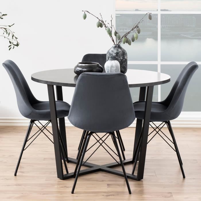 Table - ADHAFERA - 110 cm - noir - ronde - style moderne - Cdiscount Maison