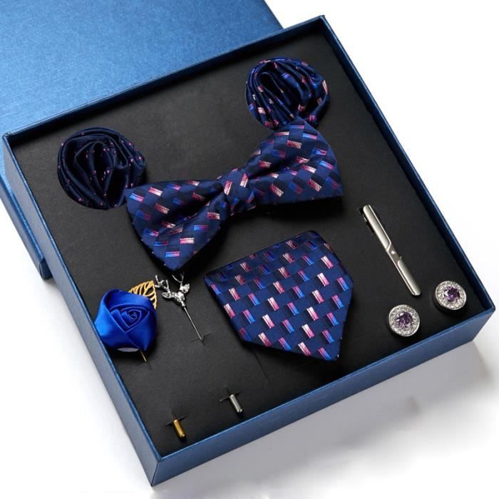 Coffret cravate homme + pince à cravate + noeud papillon + boutons de ...