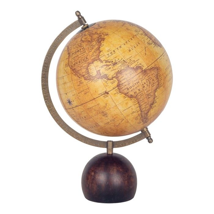 Globe Terrestre - Planisphere - Bleu - 42x28x25cm - ORIGEN Home Decor ...
