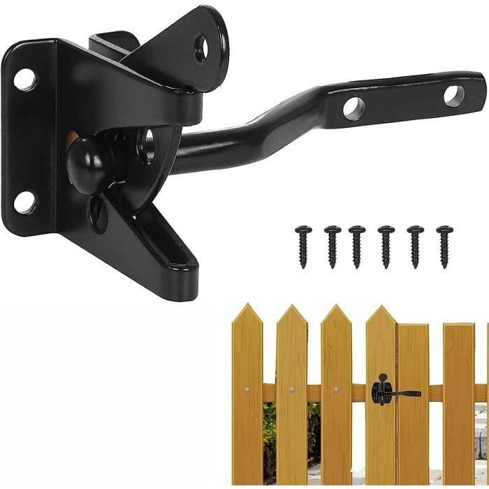 Verrou Porte Automatique Noir Loquet Autobloquant Serrure Jardin ...