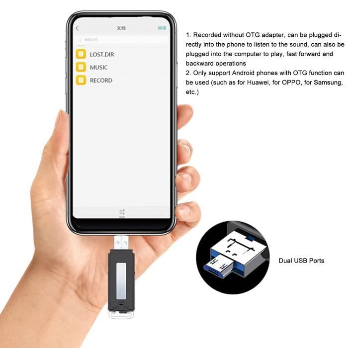 TMISHION Enregistreur vocal USB numérique portable en forme de clé USB ...