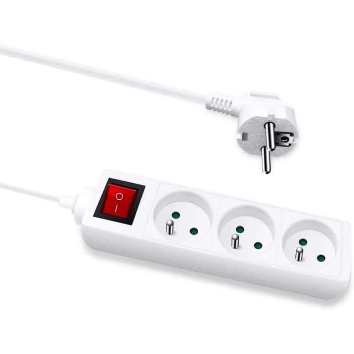 Basa Multiprise Avec Interrupteur, Rallonge Multiprises Électrique,2P+T ...