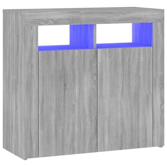 FAN - Buffets | bahuts - Buffet avec lumières LED Sonoma gris 80x35x75 ...
