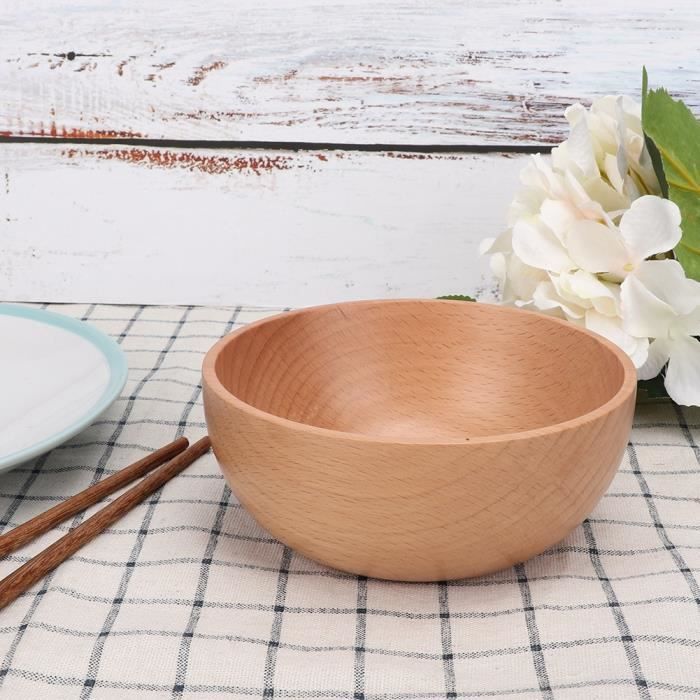 BEA Bol en bois Riz Soupe Salade Bol À Manger Ustensiles Conteneur ...