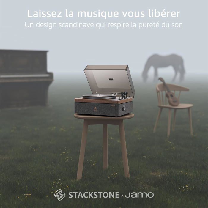 STACKSTONE x JAMO DS07 Platine Vinyle Bluetooth 5.2 avec Haut-Parleurs Intégrés, Cellule AT3600L ...
