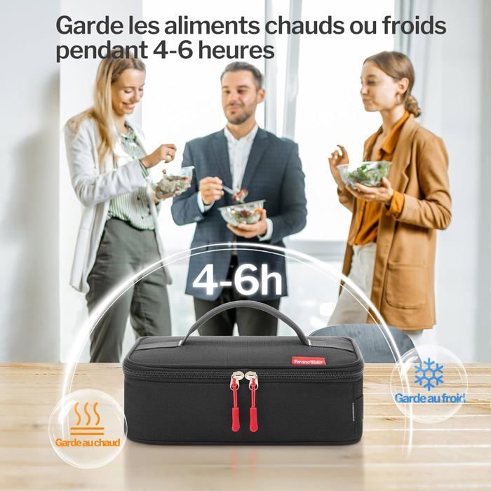 Sac isotherme repas - SUTEO - 4L - 26x18x8 cm - Noir - Isolation ...