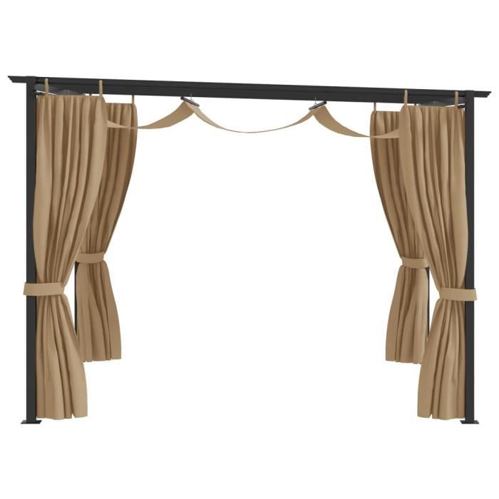 Tonnelle avec rideaux 3x3 m Taupe Acier -BK313897 (PLA) - Cdiscount Jardin