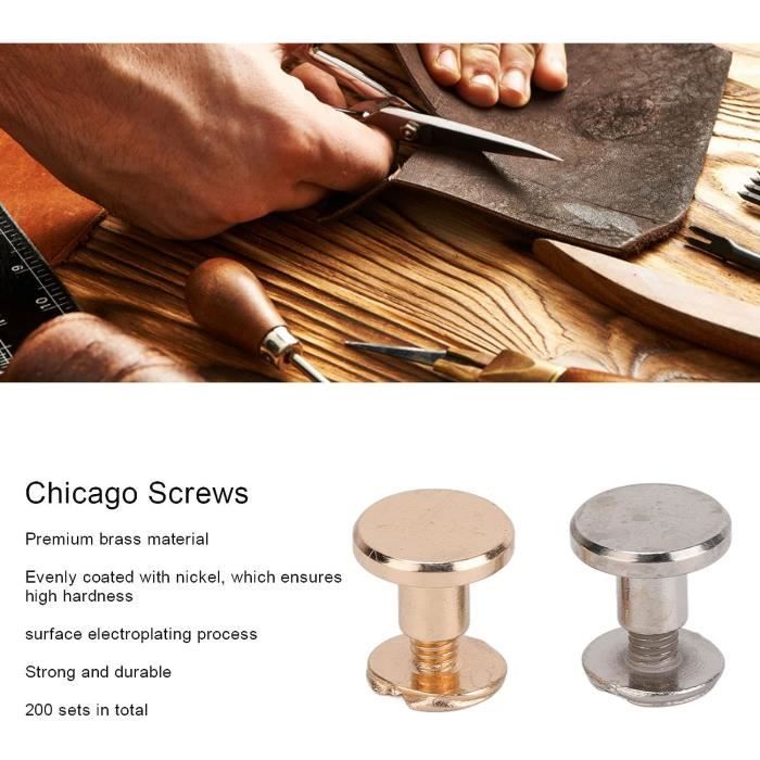 200 Pièces Vis Chicago À Dos Ouvert, Vis Poteaux Accessoires En Métal ...