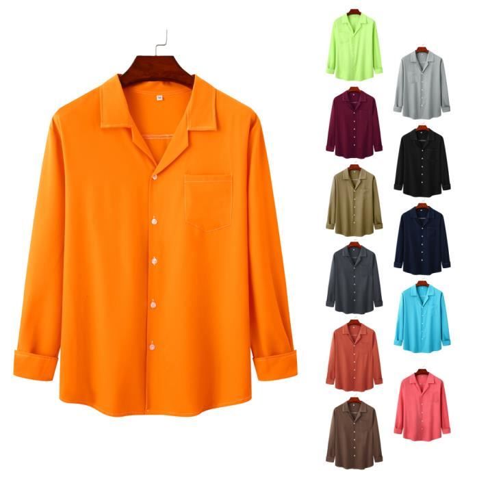 Chemise Homme - KJEHOME - Printemps Nouveau Style - Col Cubain - Manches Longues - Vert Vert ...