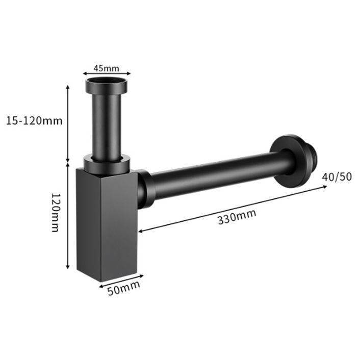 IDeko Siphon de Lavabo Laiton Universel 45mm Tube de Siphon Noir Design ...
