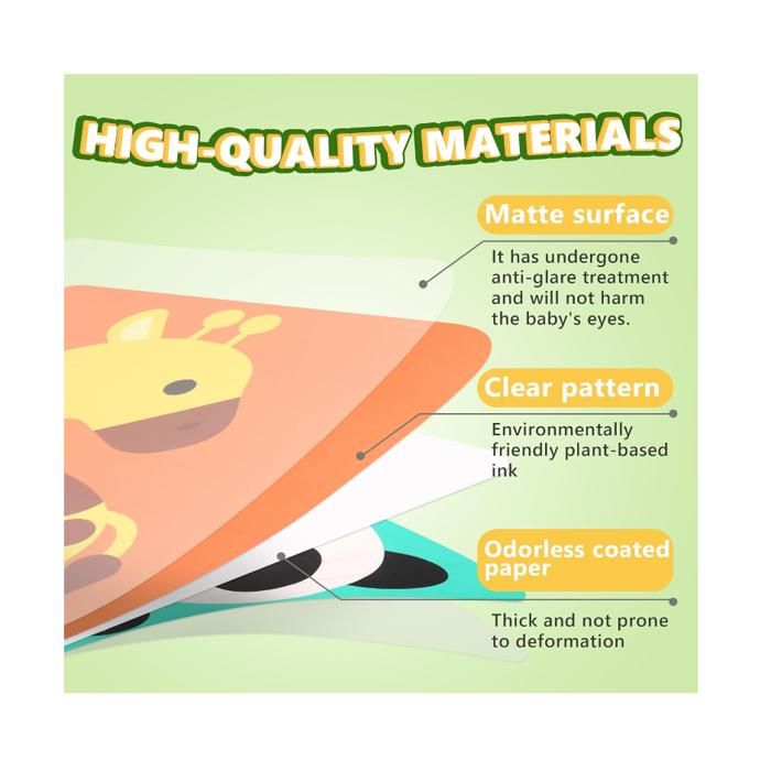 Flash pour bébé à Contraste élevé,80 Pcs Cartes de Stimulation Visuelle ...