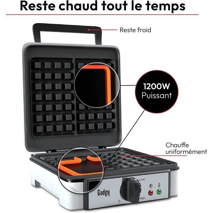 Gaufrier Professionnel - Chaleur rapide et stable, Facile a ranger - Coiffe reglable - Appareil ...