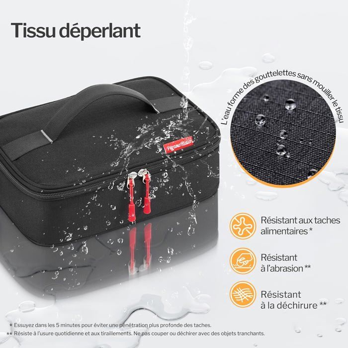 Sac isotherme repas - SUTEO - 4L - 26x18x8 cm - Noir - Isolation ...