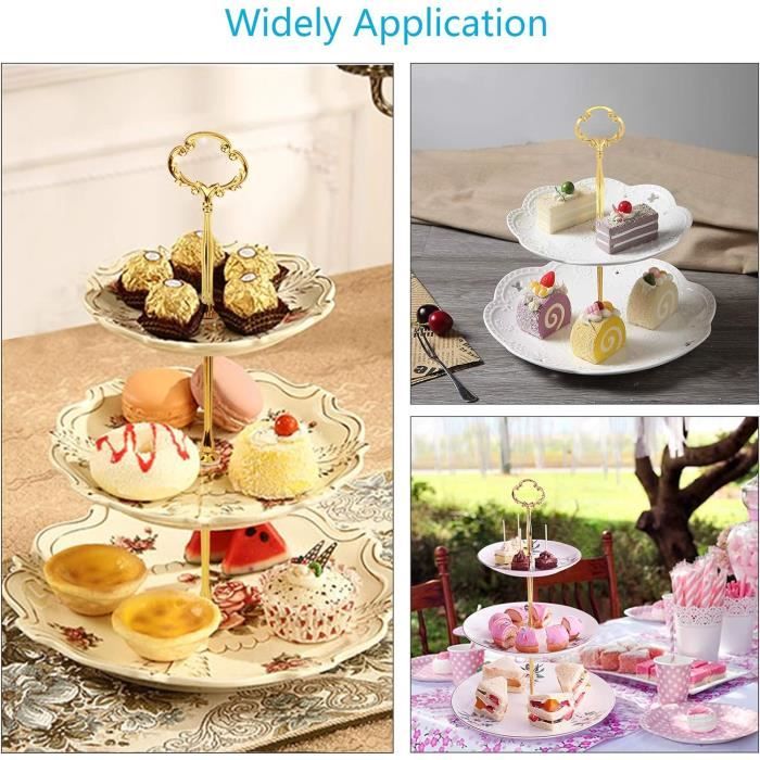 ZoomSky Support à Gâteau présentoir à gâteaux, 4 Pcs 3 Étages Poignée ...