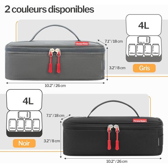 Sac isotherme repas - SUTEO - 4L - 26x18x8 cm - Noir - Isolation ...