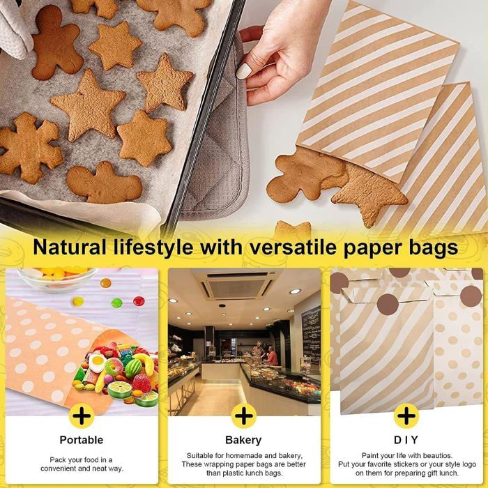 Sachet Kraft, 50 Pièces Sac Papier Kraft avec Autocollants, Petits Sacs ...