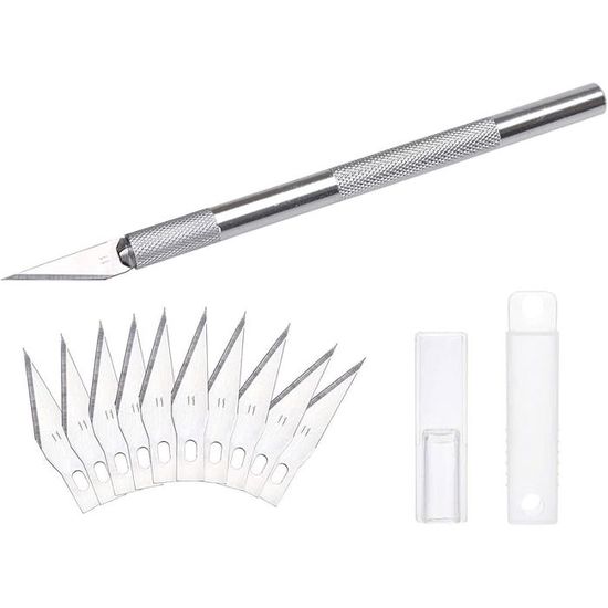 Set scalpel avec 10 lames SK5 et capuchon protection pour bricolage et ...