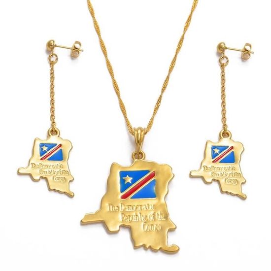 Republique Democratique Du Congo Carte Collier Boucles DOreilles ...