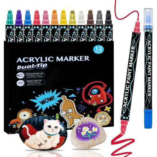 Lixinuo Peinture Acrylique Stylos,Marqueur Peinture Acrylique, 12 ...