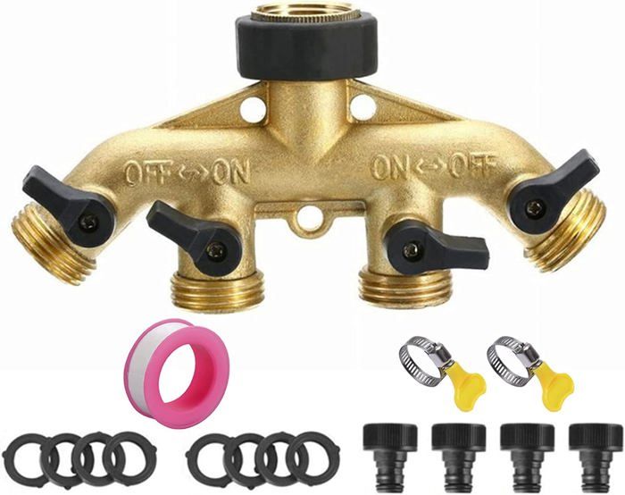 2 Voies Raccord de Tuyau D'arrosage,Adaptateur Tuyau Arrosage de 3/4"Hose Splitter Valves ...