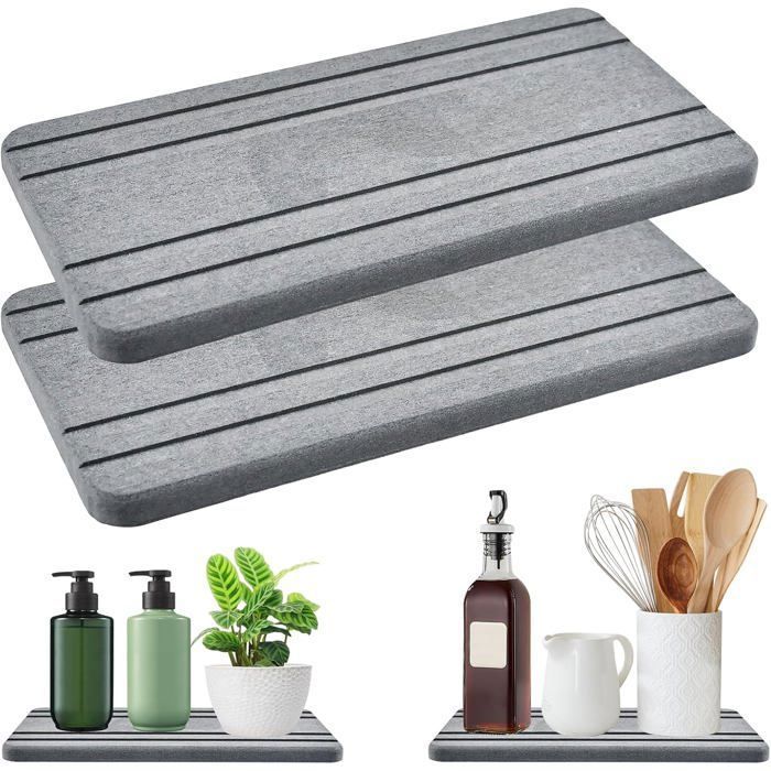 Lot de 2 plateaux pierre absorbante évier, tapis séchage rapide ...