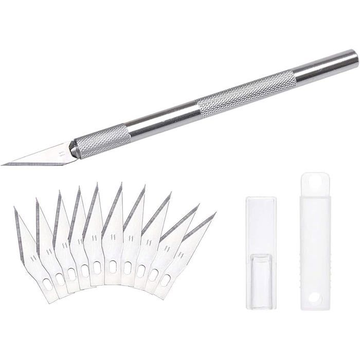 Set scalpel avec 10 lames SK5 et capuchon protection pour bricolage et ...