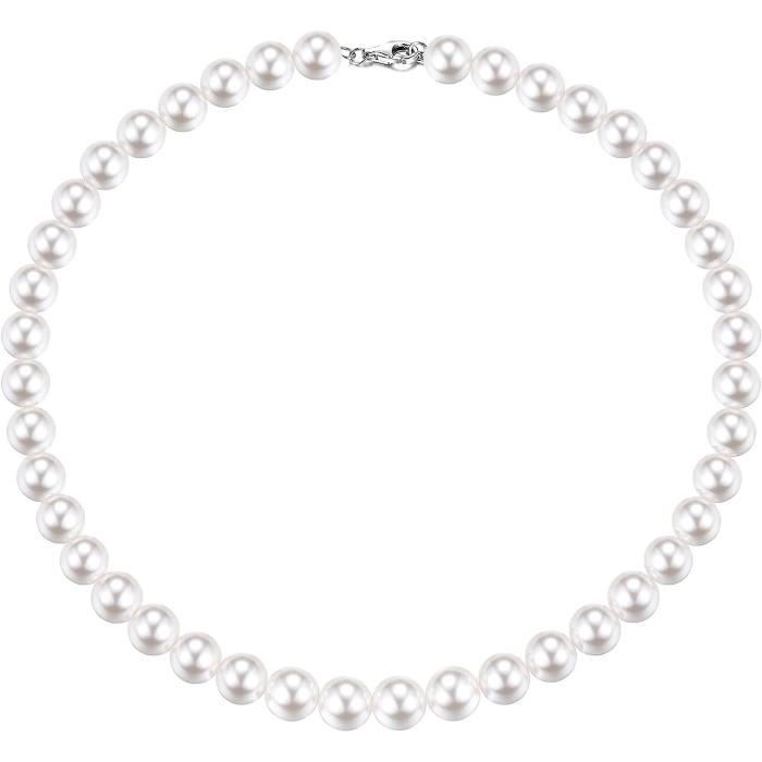 Collier Perle Femme Argent 925 Élégant Retro Collier Perle Ras Du Cou ...