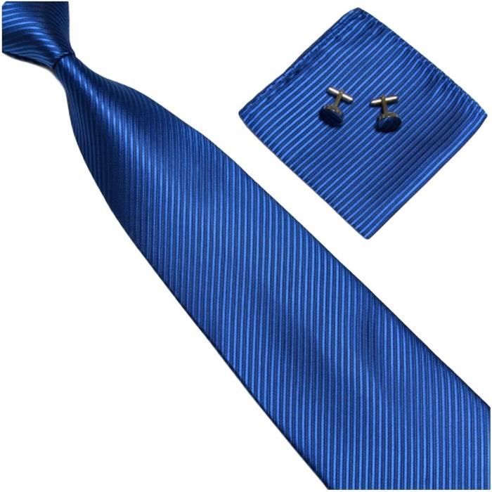 Lot De 3 Cravates Larges Pour Homme Avec Rayures, Boutons De Manchette ...