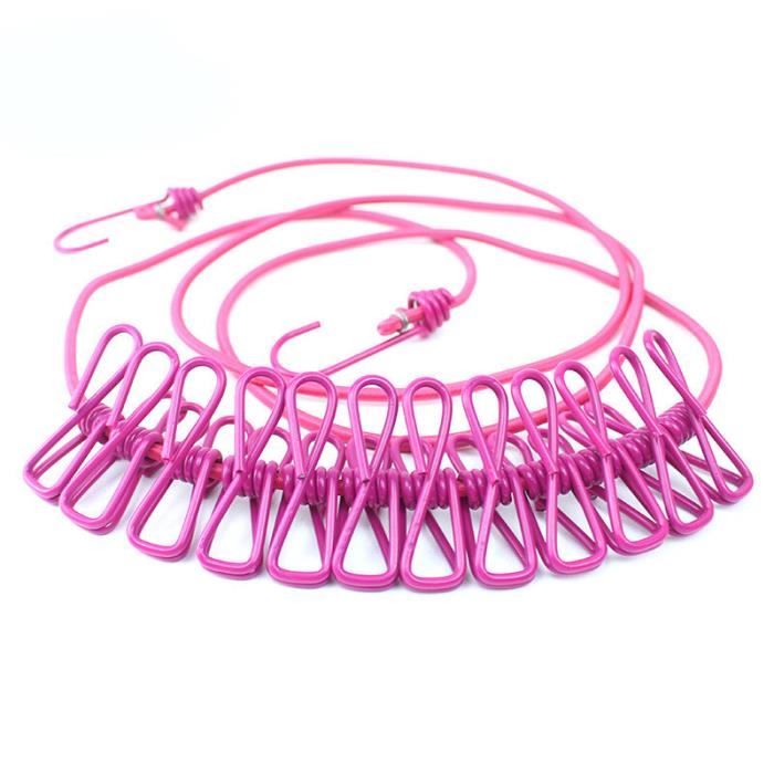 Corde à linge multifonction T1 avec grille,cintres en acier,pinces à ...