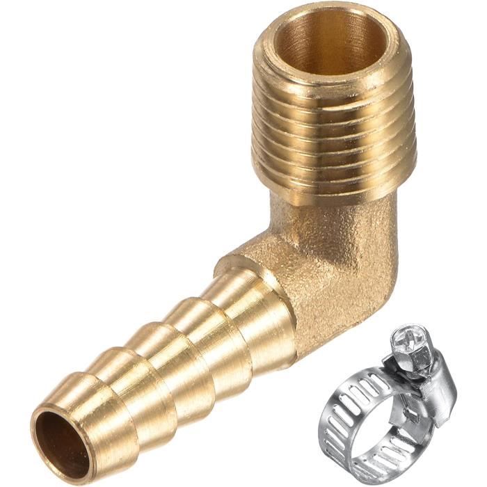 Raccord Cannelé Tuyau Laiton Coude 5-16" x 1-4NPT Mâle Fil Droit Angle Tuyau Raccord avec Inox ...