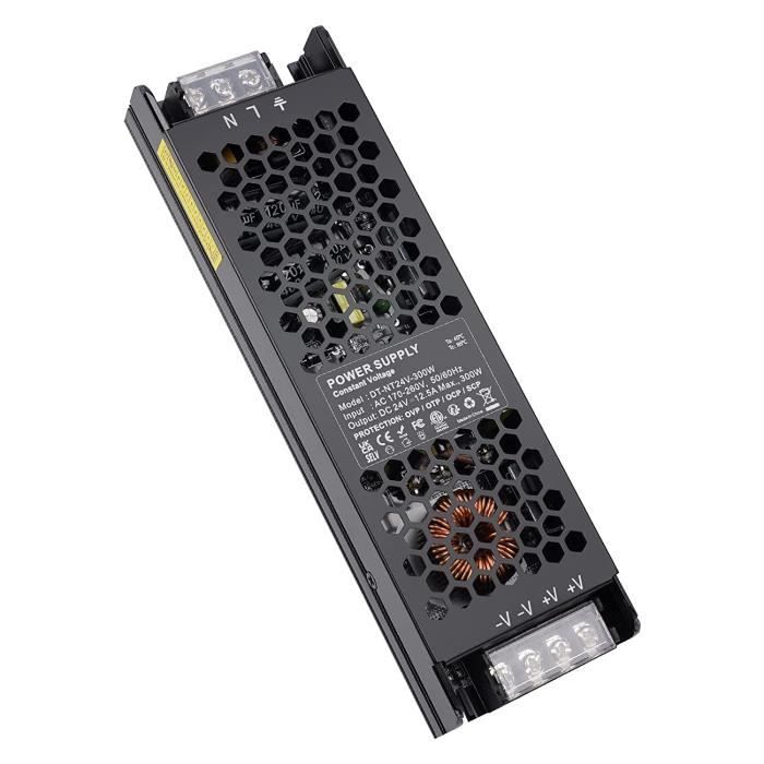 Transformateur LED 300W LED Driver DC 24V 12.5A Adaptateur Convertisseur Basse Tension ...