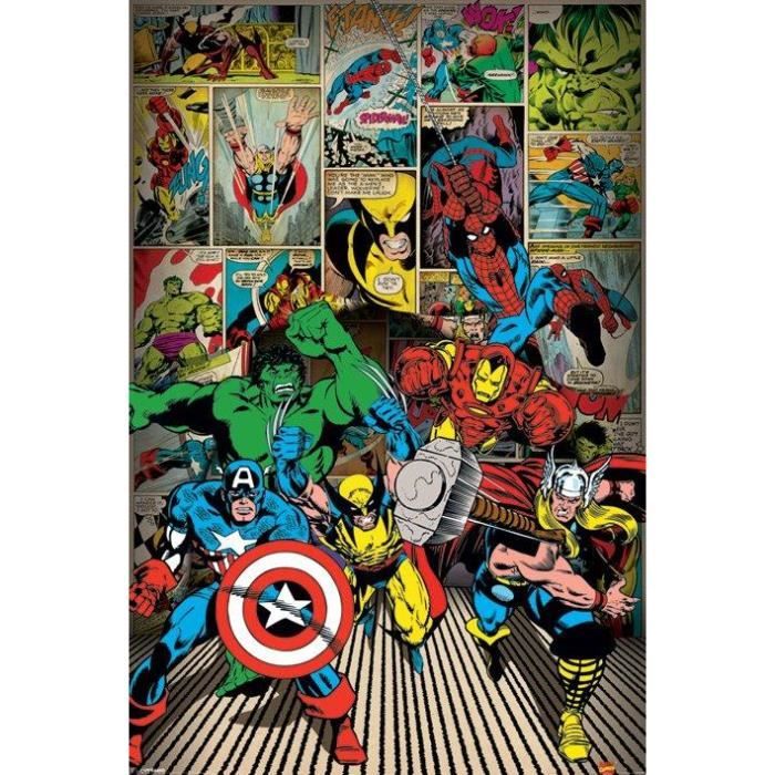 Poster la bd Marvel Heroes (Dimensions : 61 x 91.5cm ) - Cdiscount Maison
